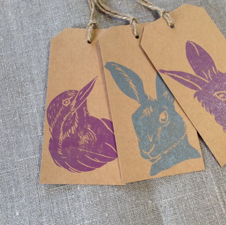 Hand Printed Gift Tags - Folksy