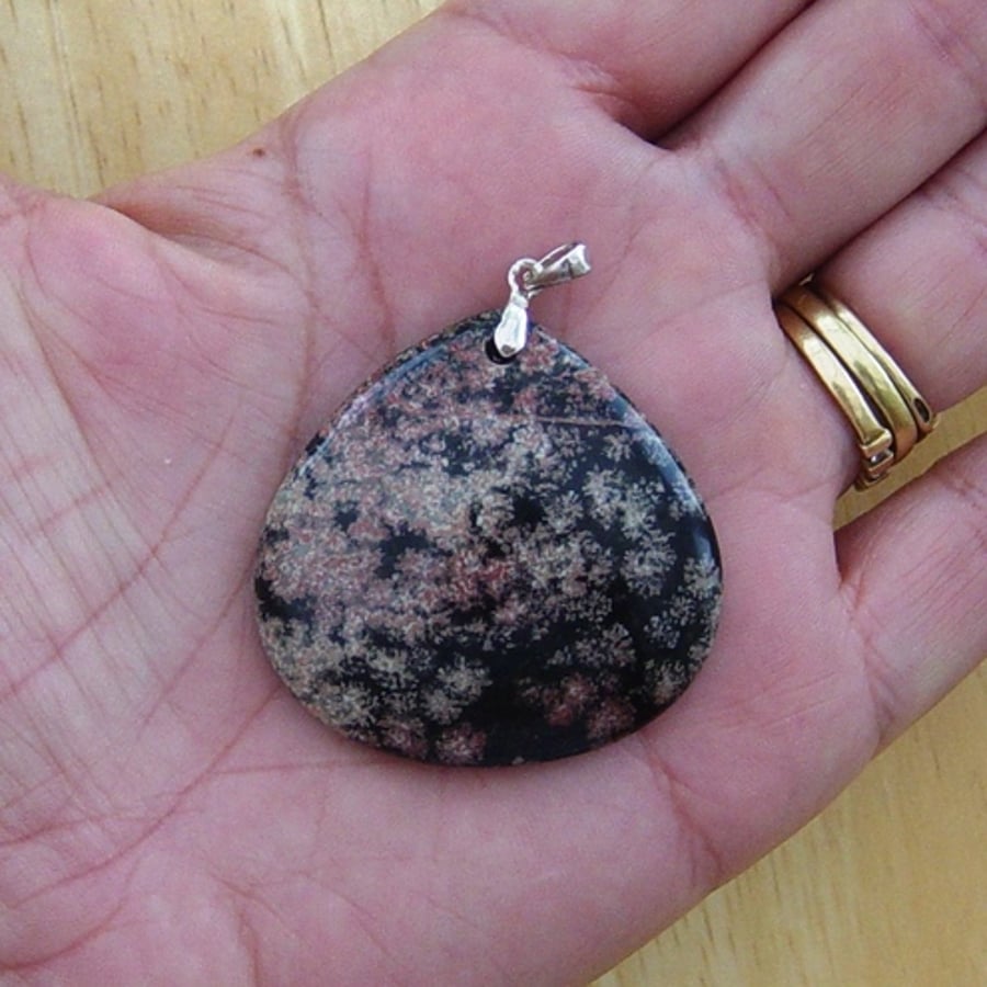 Snowflake Jasper Pendant with Sterling Silver B... - Folksy