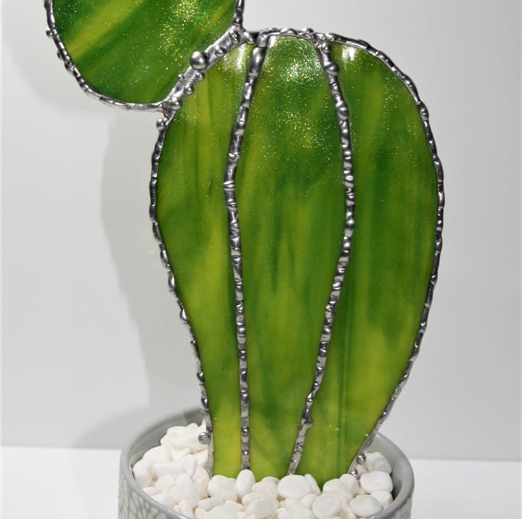 Handmade stained glass cactus - Folksy