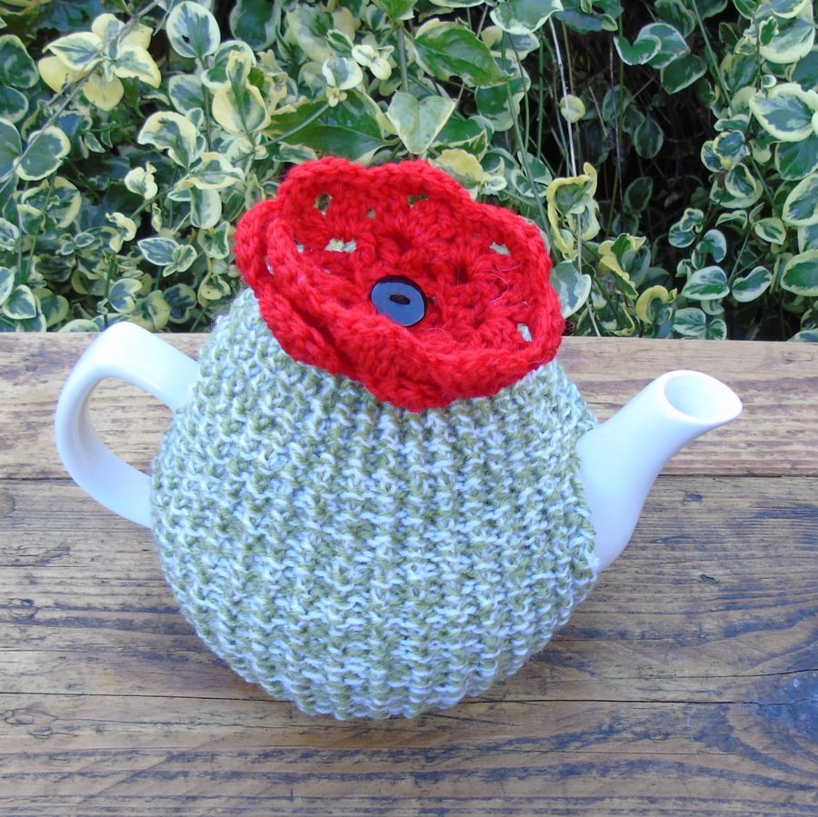 Poppy Tea Cosy to fit a large tea pot, knitted ... - Folksy