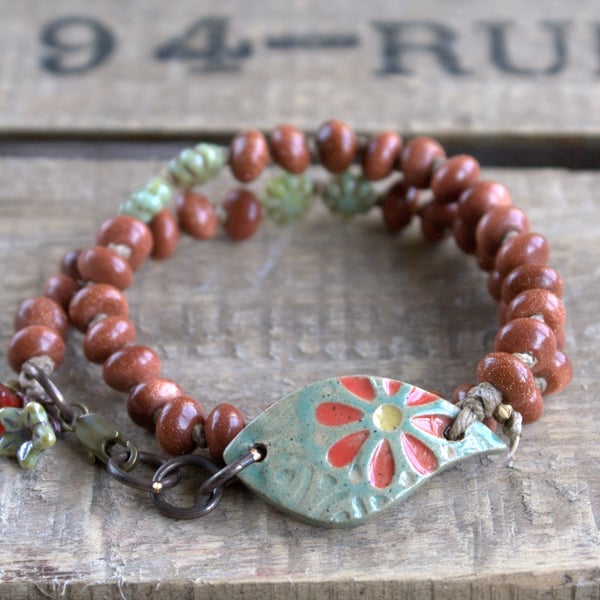 Rustic Beaded Wrap Bracelet - Folksy