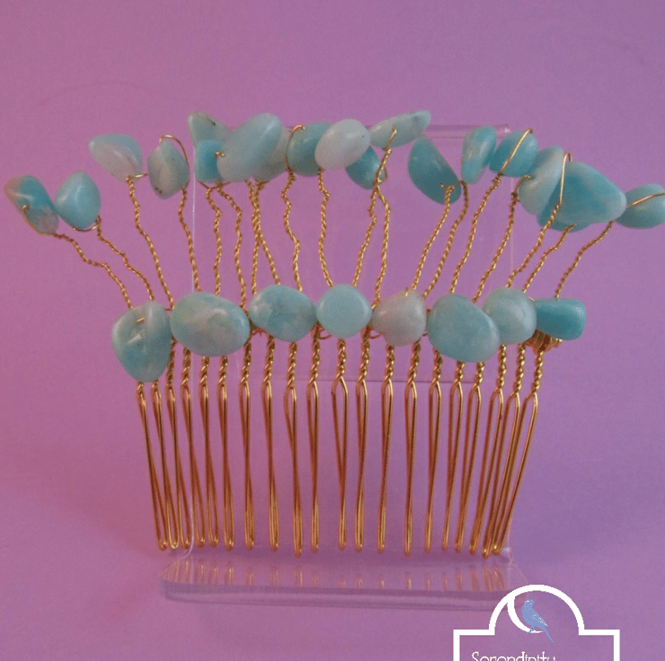 Turquoise Amazonite Hair Comb for Prom or Wedding - Folksy