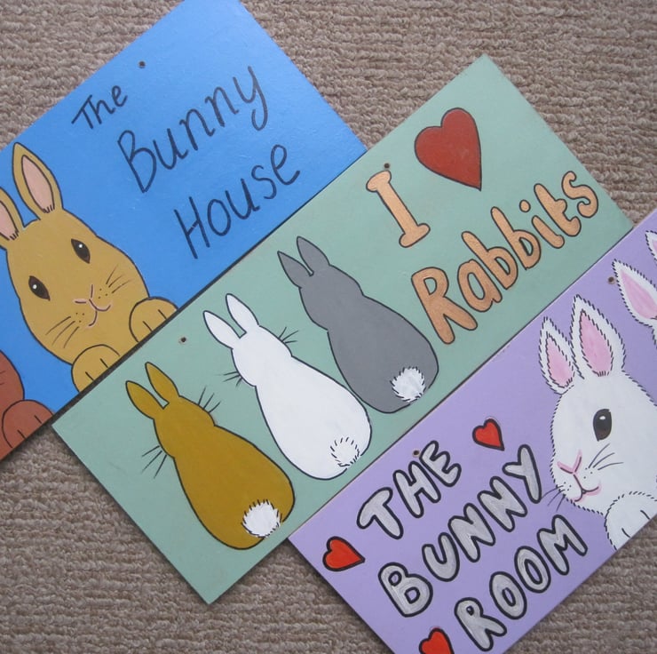 Bunny Rabbit Hutch or Shed Sign Painting - Folksy