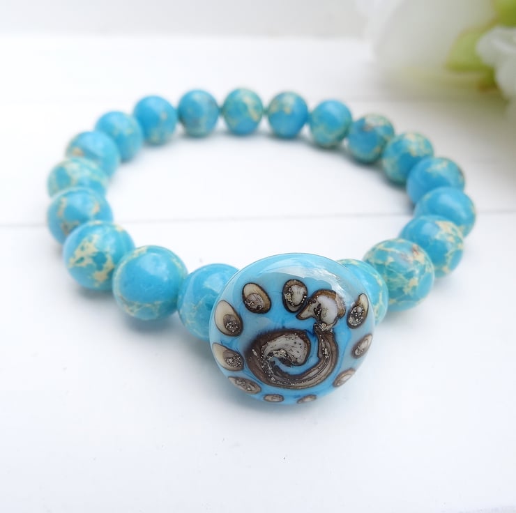 SALE!!! Impression Jasper Bracelet,Turquoise Br... - Folksy