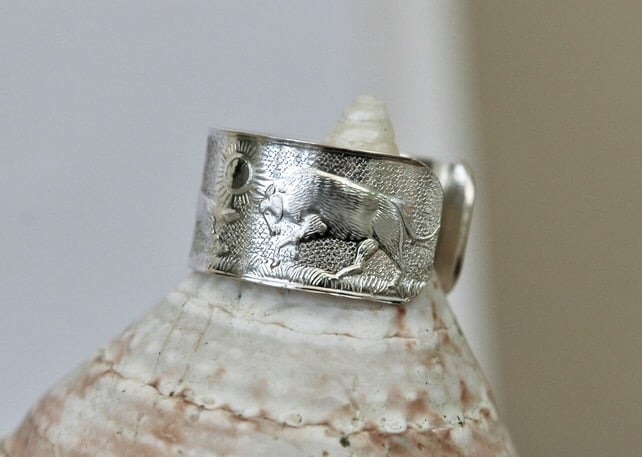 Sterling Silver Farm Animal Open Ring - Dog, Bu... - Folksy