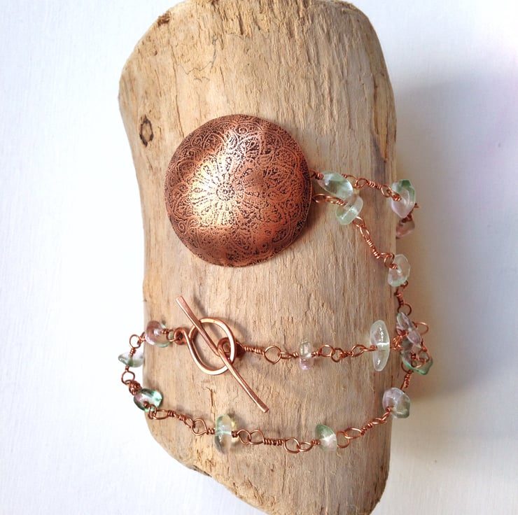 Copper Mandala necklace - Folksy