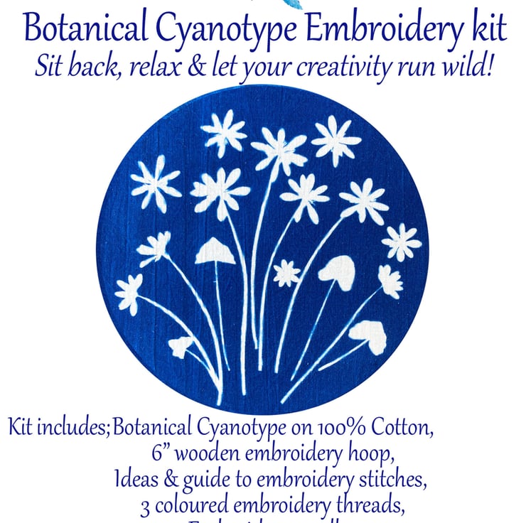 Botanical Cyanotype embroidery kits - Folksy