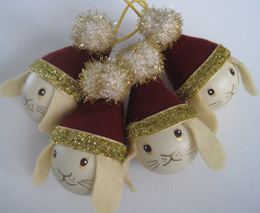 Bunny Rabbit Christmas Baubles - Folksy