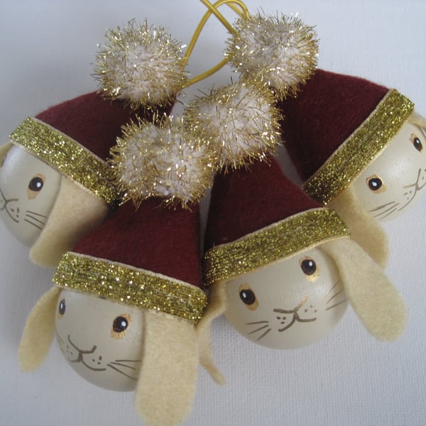 Bunny Rabbit Christmas Baubles - Folksy