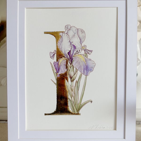 Perfectly Imperfect Watercolour Iris Flower wit... - Folksy