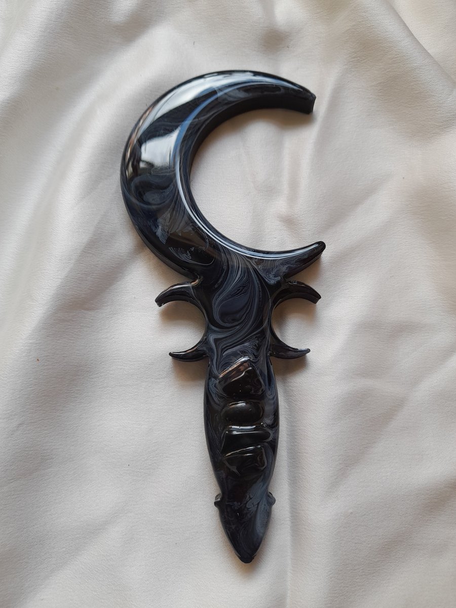 Decorative Symbolic Obsidian Crystal Crescent M... - Folksy