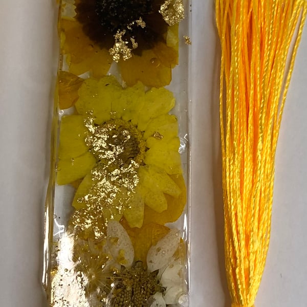 Golden Yellow Resin Flower Bookmark - Folksy