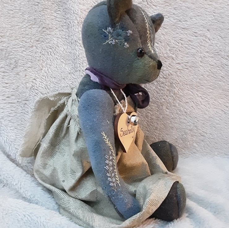 SOLD Hand embroidered teddy bear, one of a kind... - Folksy