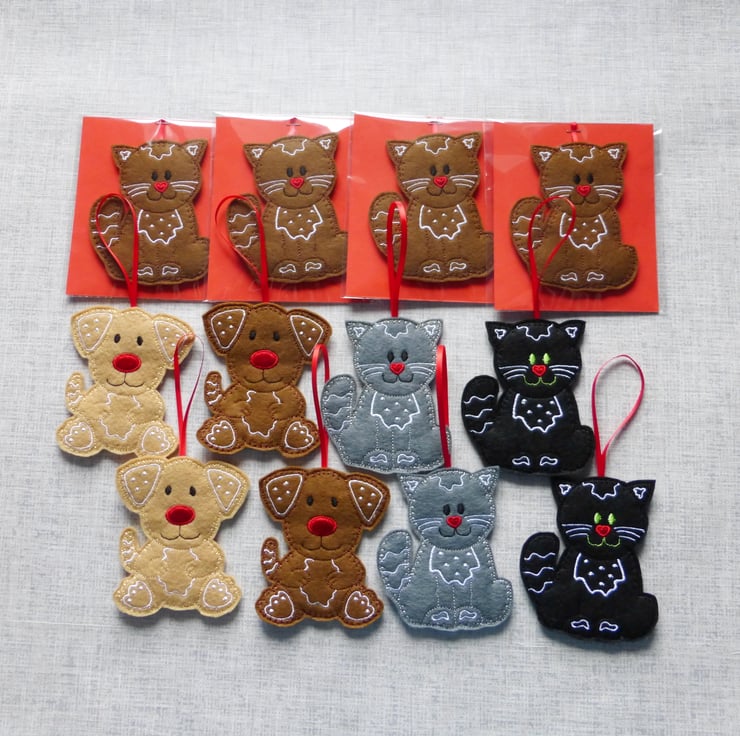 'Gingerbread' Cat hanging decoration, felt. - Folksy