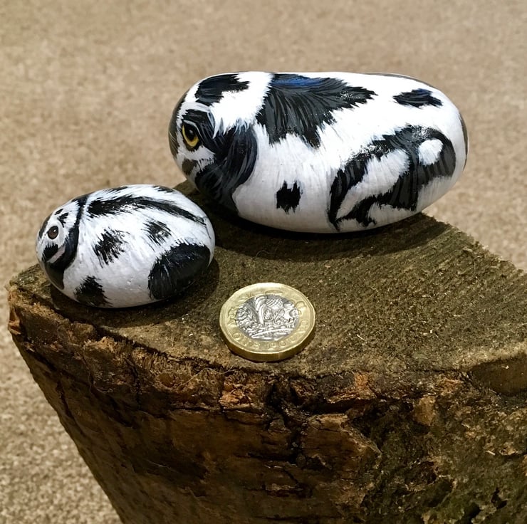 Rabbit Painted pebble garden rock art pet Portr... - Folksy