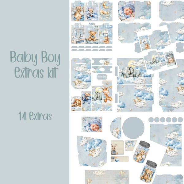 Baby Boy Extras kit Scrapbooking, Ephemera, Jou... - Folksy
