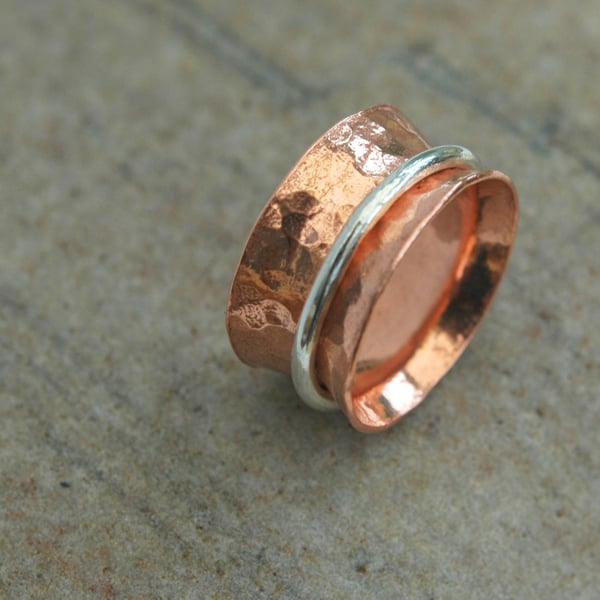 Copper and Sterling Silver Fixed Double Ring, H... - Folksy