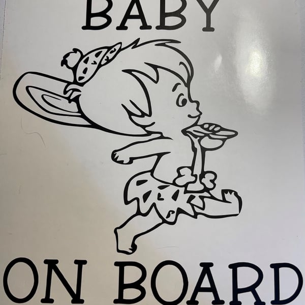 Baby on board decal bam bam and pebbles flintst... - Folksy