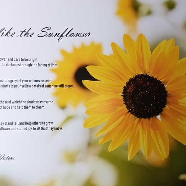Be like the sunflower a4 poem art wall hanging - Folksy