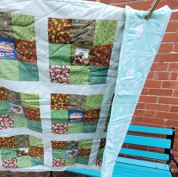Homemade 100% cotton Sewing design patchwork quilt - Folksy