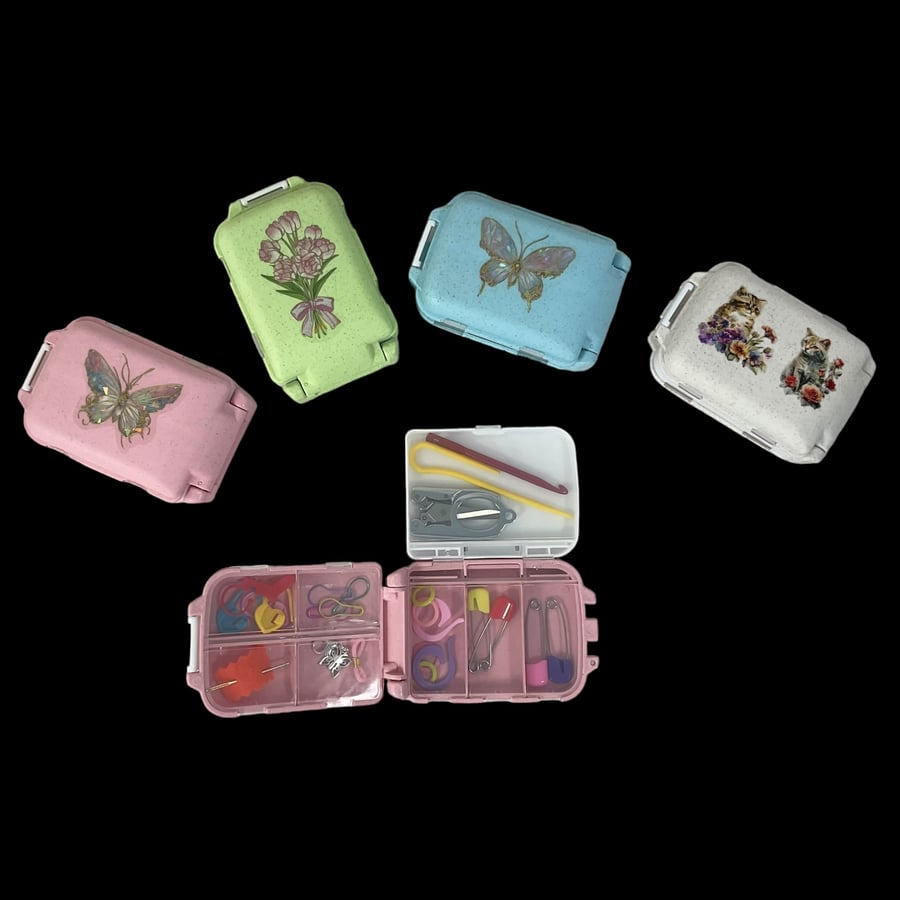 Knitting notions box with butterfly, floral or ... - Folksy