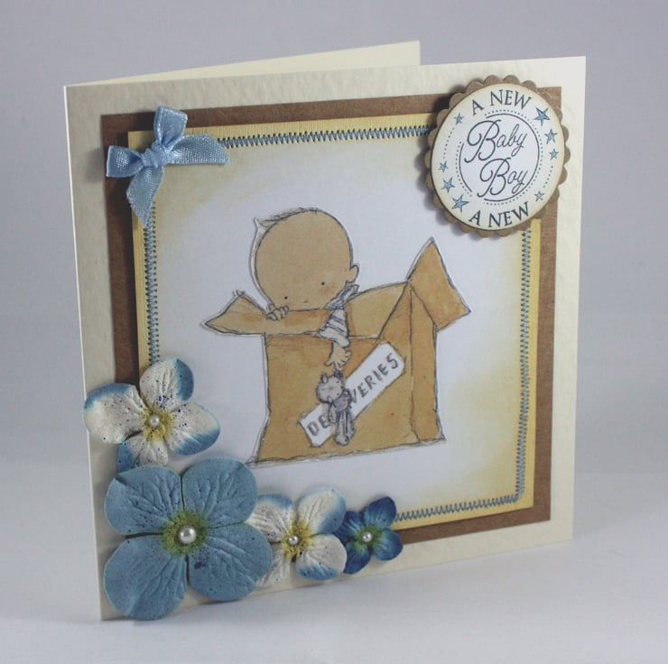 Handmade new baby boy card - Folksy