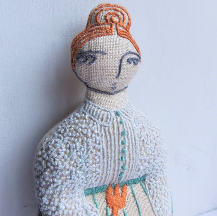Isobel - A Hand Embroidered Textile Art Doll, E... - Folksy