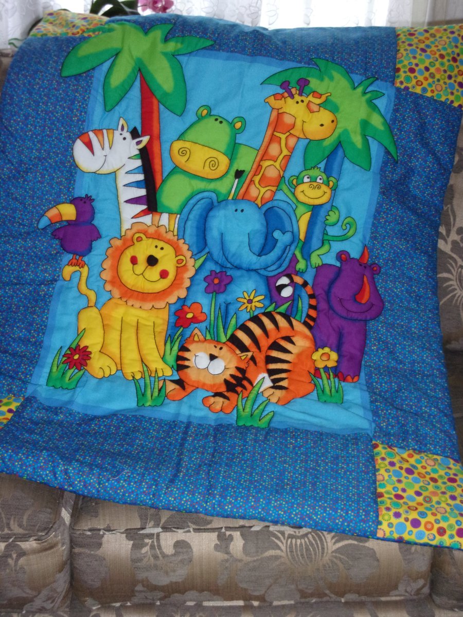 Bright Coloured Safari Animals Playmat or Quilt - Folksy