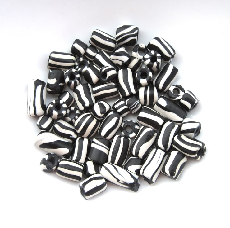 Black & White 'Zebra' Beads - Folksy