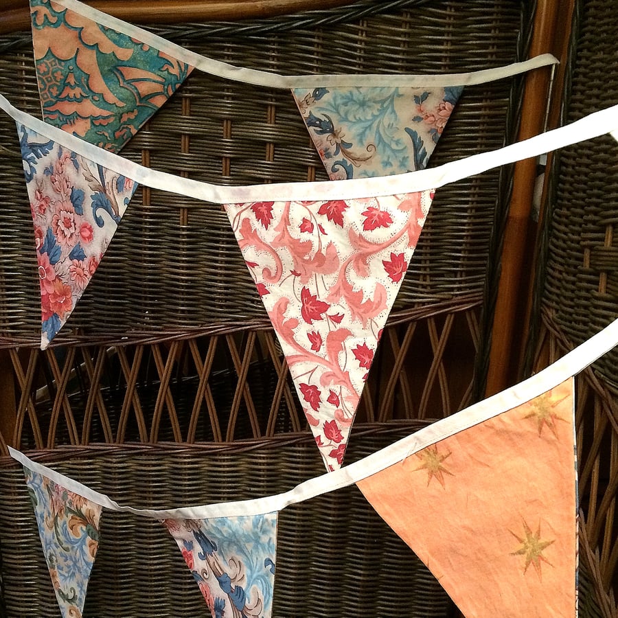 Blue Pink and Peach Floral Bunting - perfect fo... - Folksy
