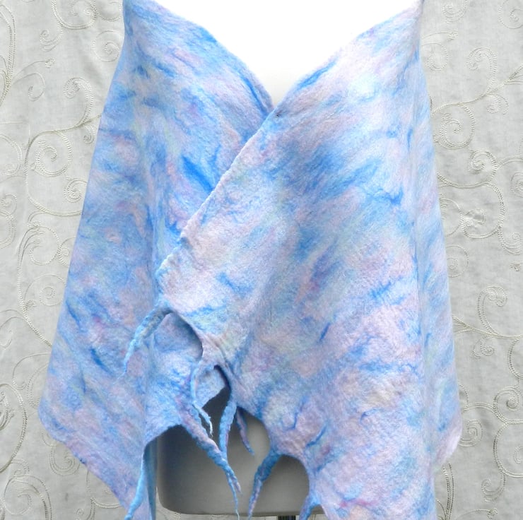 Pastel Pink Sky Blue Scarf Shawl Wrap Silk and ... - Folksy