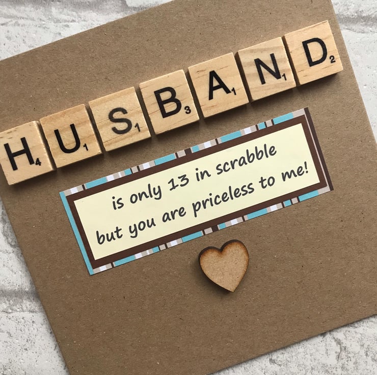 Handmade Husband Card: Scrabble Tiles & MDF... - Folksy