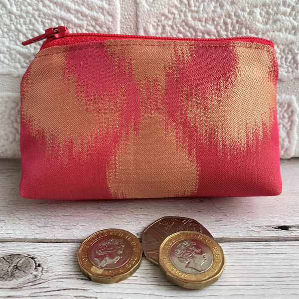 Hot pink small purse, coin purse with shiny gol... - Folksy