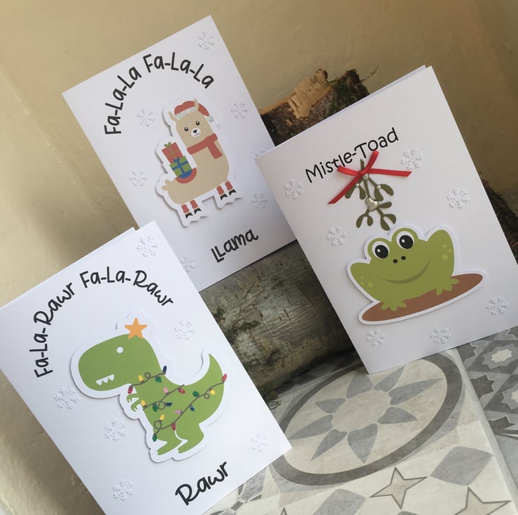 Christmas Pun cards set of 3 Designs Handmade - Folksy