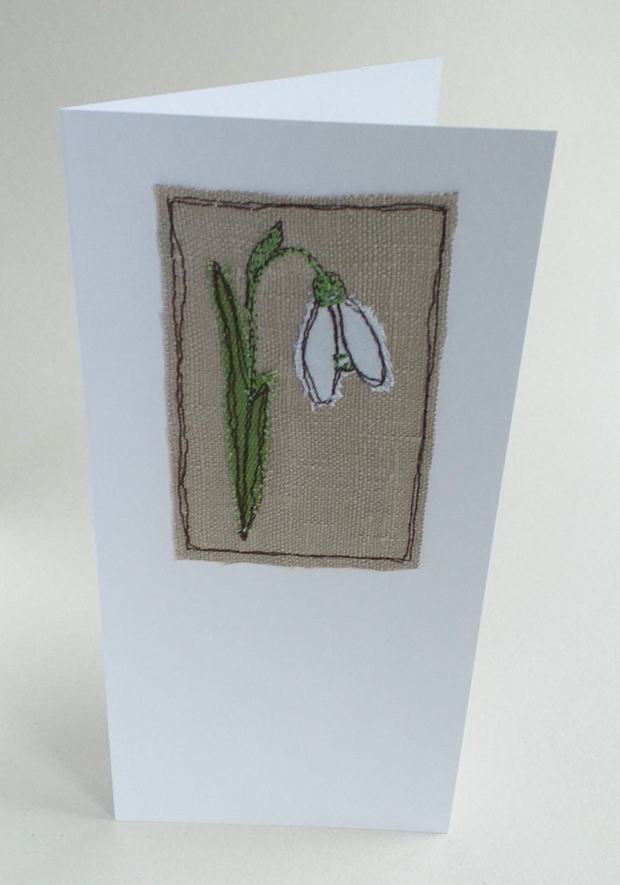 Embroidered Snowdrop 3 Card - Folksy