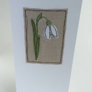 Embroidered Snowdrop 3 Card - Folksy