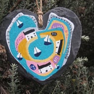 Slate Hanging Heart..Original painting of a lan... - Folksy