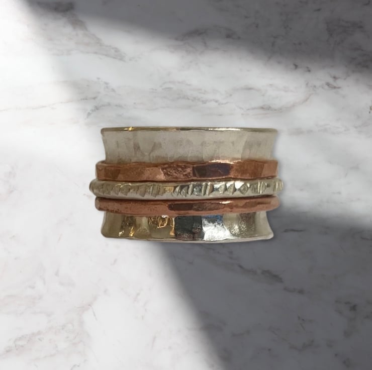 Trio Silver And Copper Spinner Ring - Folksy