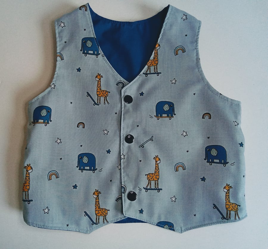 Waistcoat, age 6-9 mths, Boys waistcoat, giraff... - Folksy