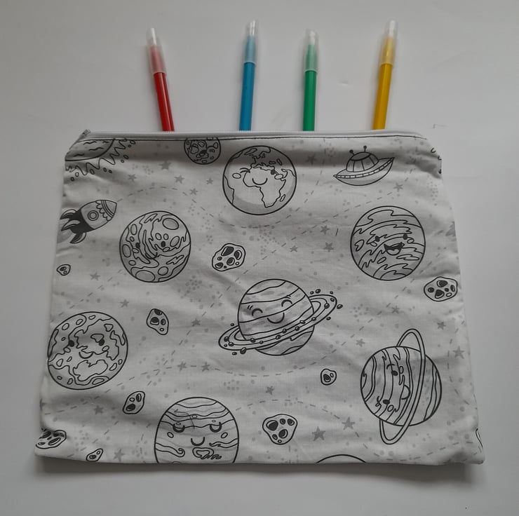 Solar System Pencil Case to Colour, Letterbox Gift - Folksy