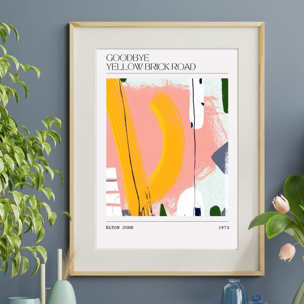 Music Poster Goodbye Yellow Brick Road Abstract... - Folksy