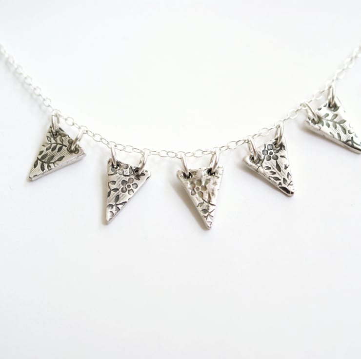 Secret Garden Fine Silver Bunting Necklace - Folksy