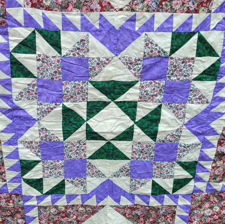 Homemade Purple, green, red and white Patchwork... - Folksy