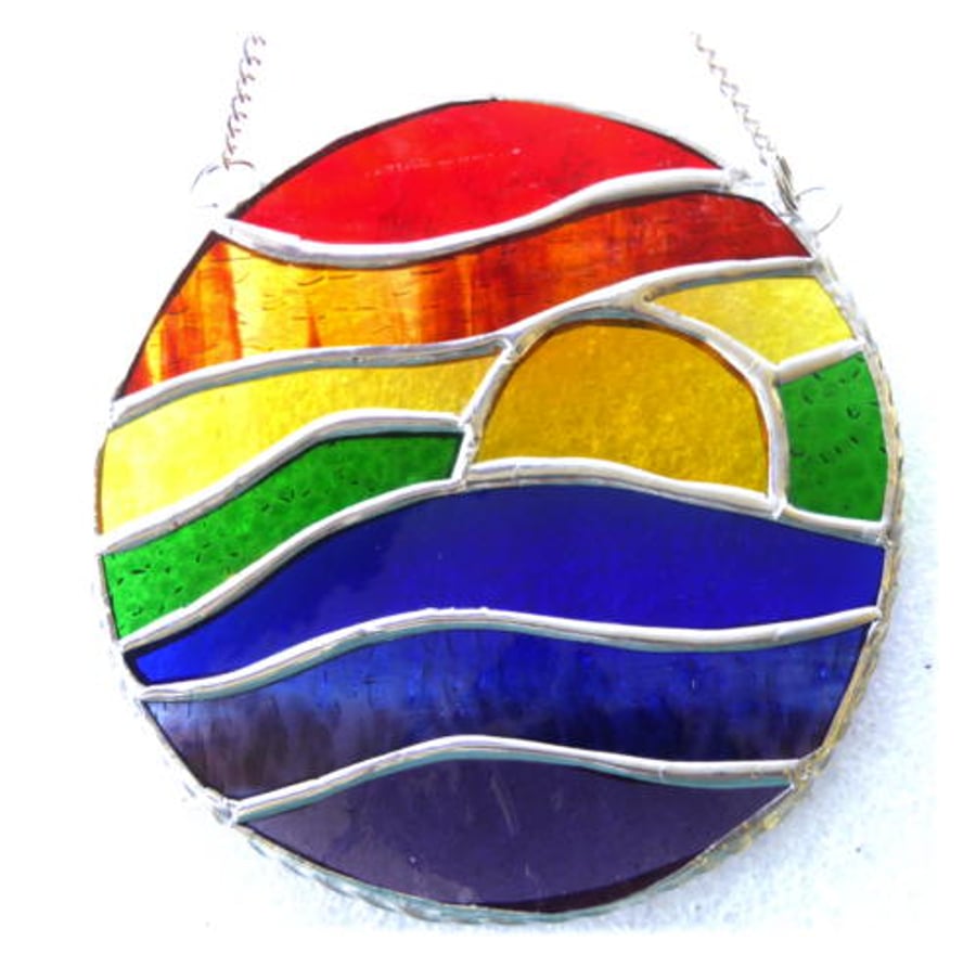 SOLD Rainbow Waves Stained Glass Suncatchers 022 - Folksy