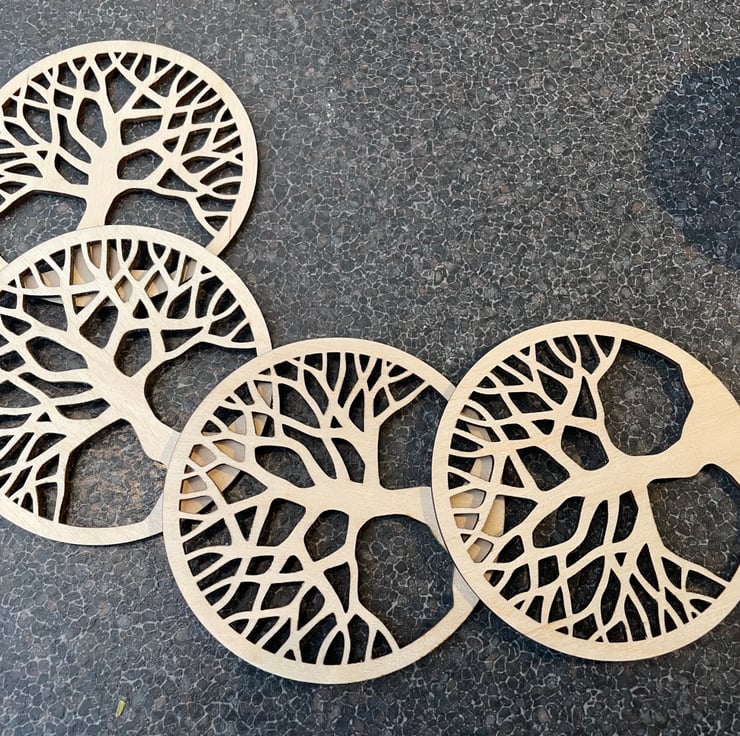 4 Circular Coasters Tree of Life Inspired desig... - Folksy