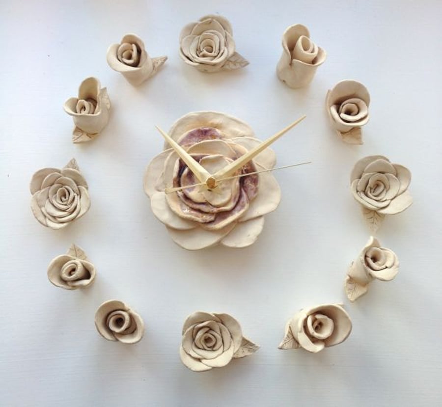Ceramic Rose Clock - Folksy