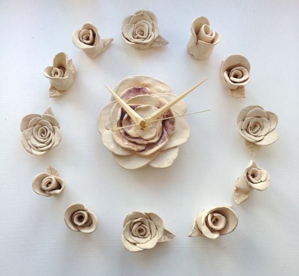 Ceramic Rose Clock - Folksy
