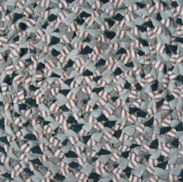 Handmade hand braided green and blue oval rug - Folksy