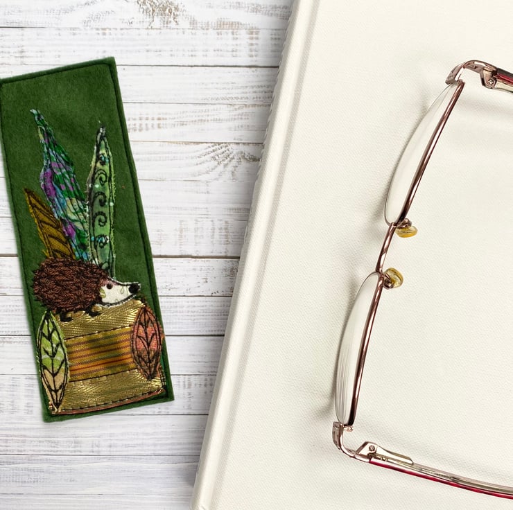 Upcycled hedgehog bookmark. - Folksy