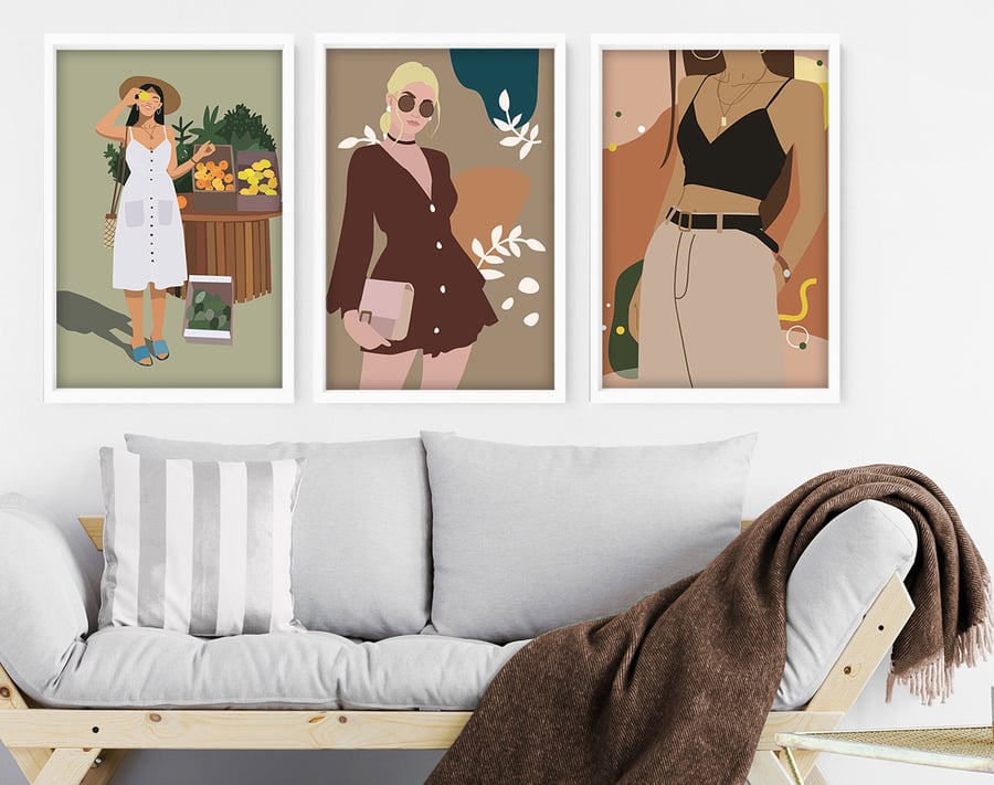 Boho Girl wall art Prints set x 3, Feminist pos... - Folksy